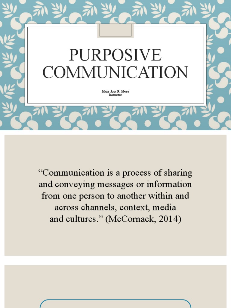 Purposive Communication - Lesson 1 | PDF | Communication | Nonverbal Communication