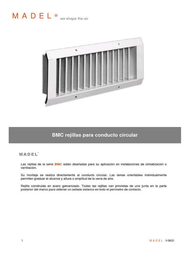 21 ES MADEL Rejillas Conducto Circular BMC | PDF | Ingeniería de Edificación