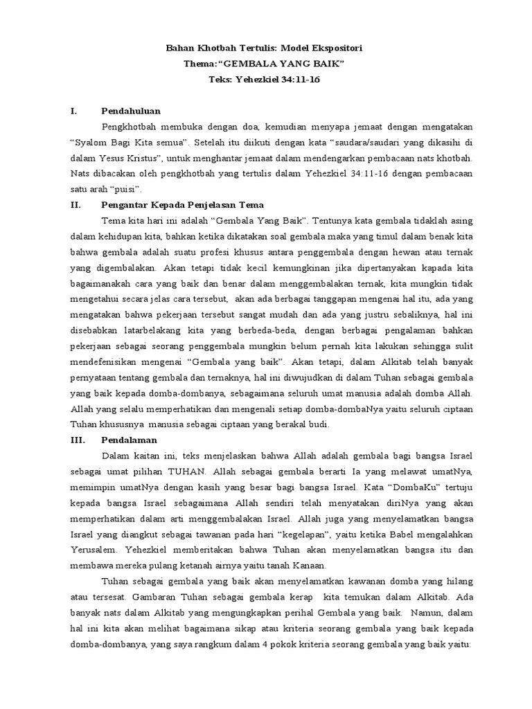 Bahan Khotbah Satu | PDF