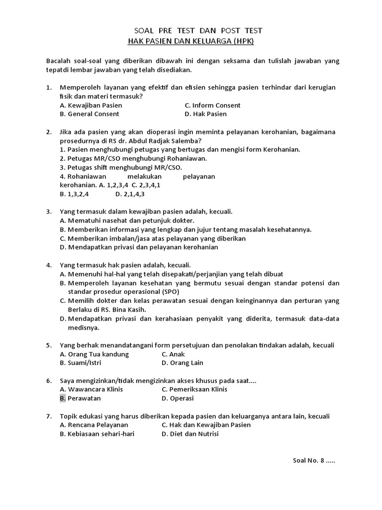 Soal-Pre-Test-dan-Post-Test HPK | PDF
