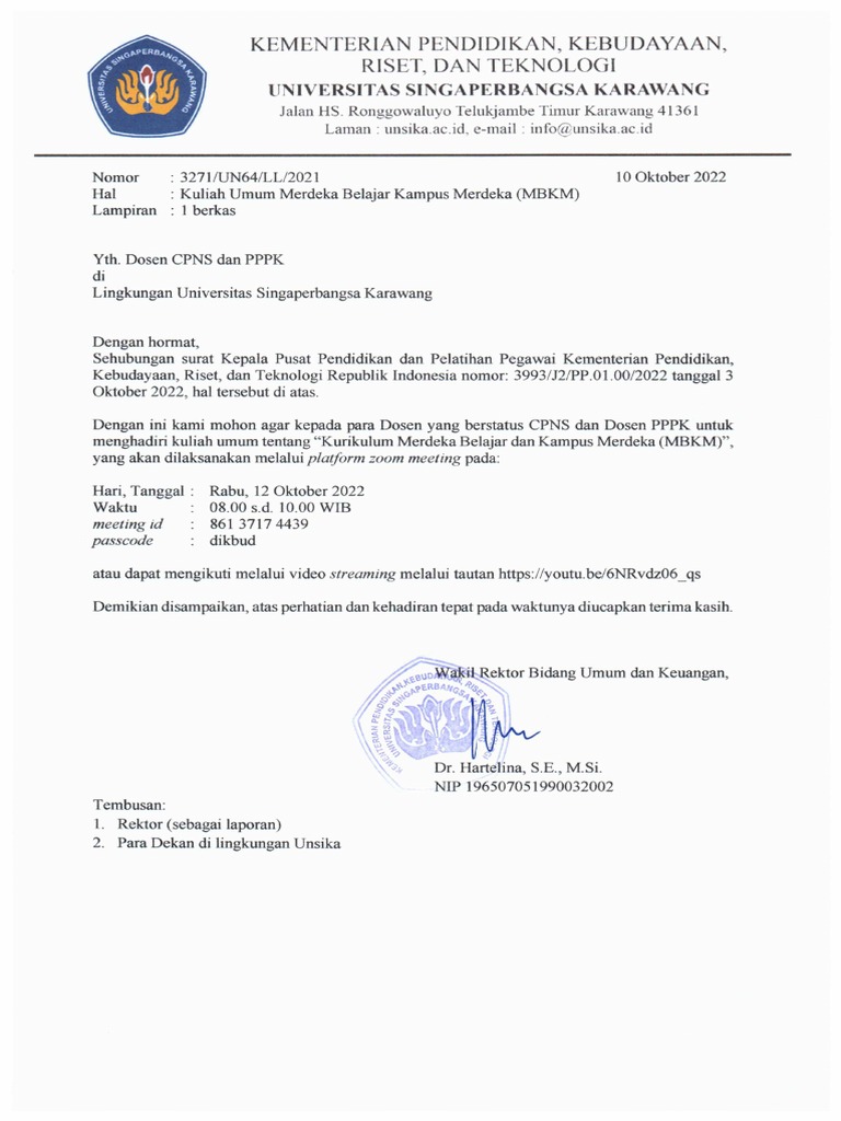 3271 - Kuliah Umum Merdeka Belajar Kampus Merdeka (Stempel) | PDF