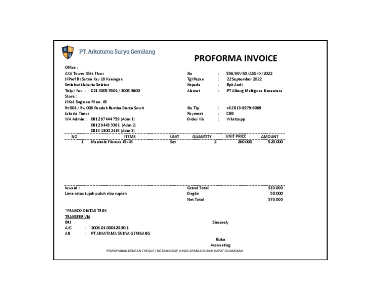 Invoice 556 Pak Andi | PDF
