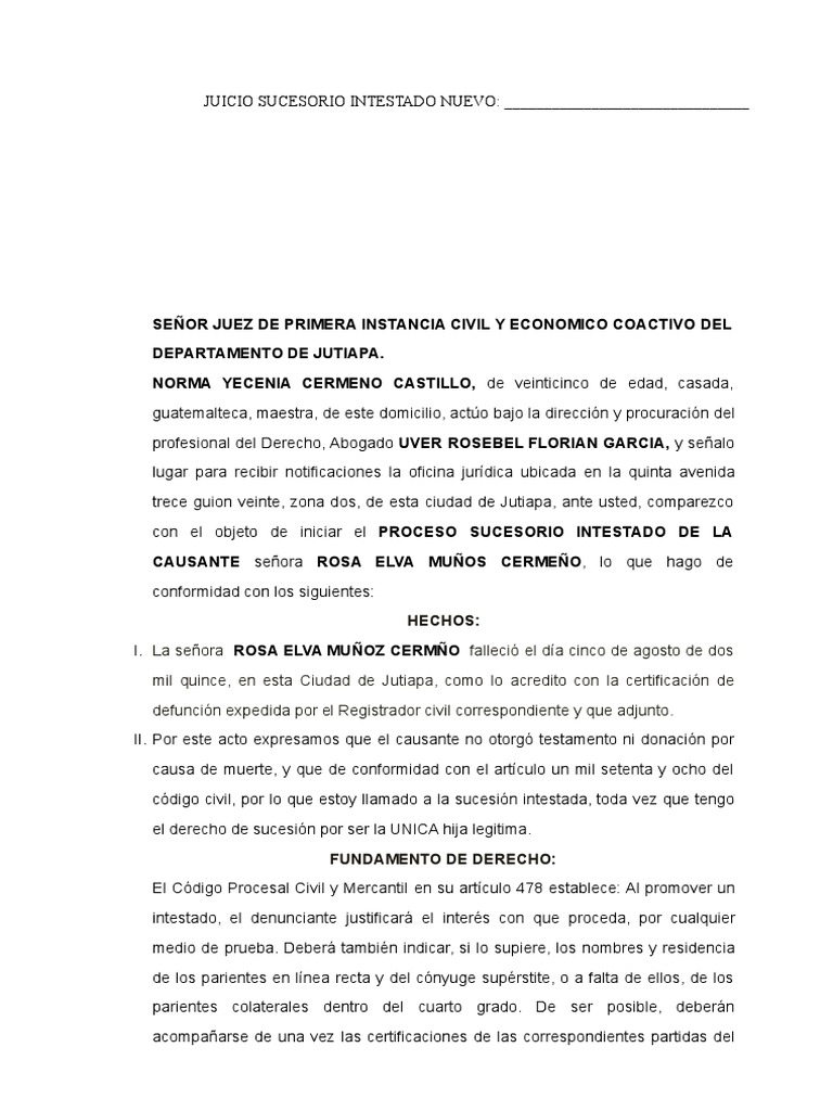 50 Memorial de Proceso Sucesorio Intestado Compress | PDF | Intestacy ...