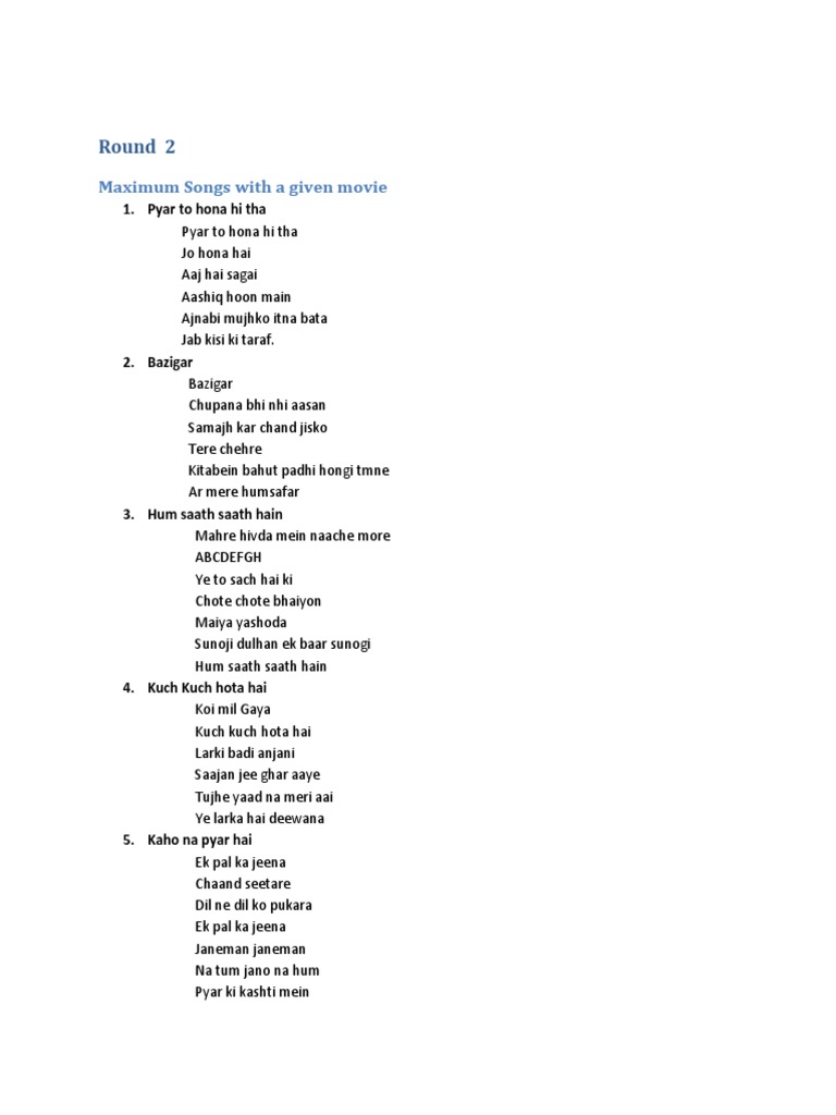 Antakshari Rounds | PDF | Indian Films | Works