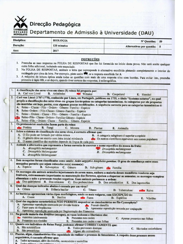 UEM Biologia 2017 | PDF
