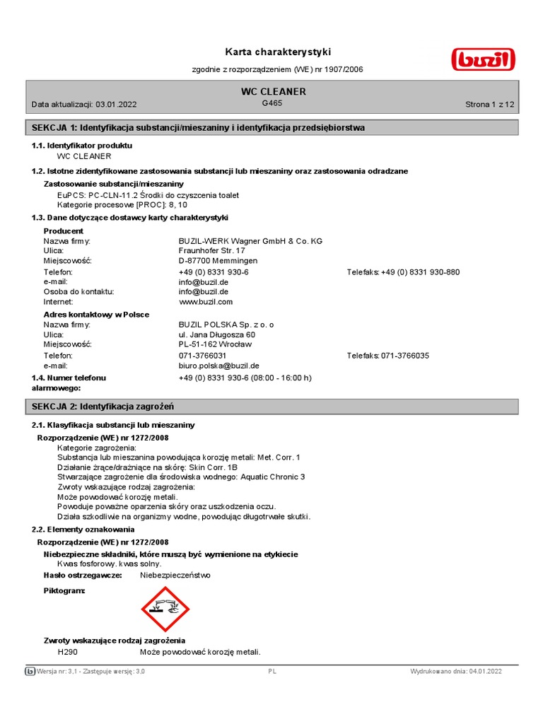 WC Cleaner G465 | PDF
