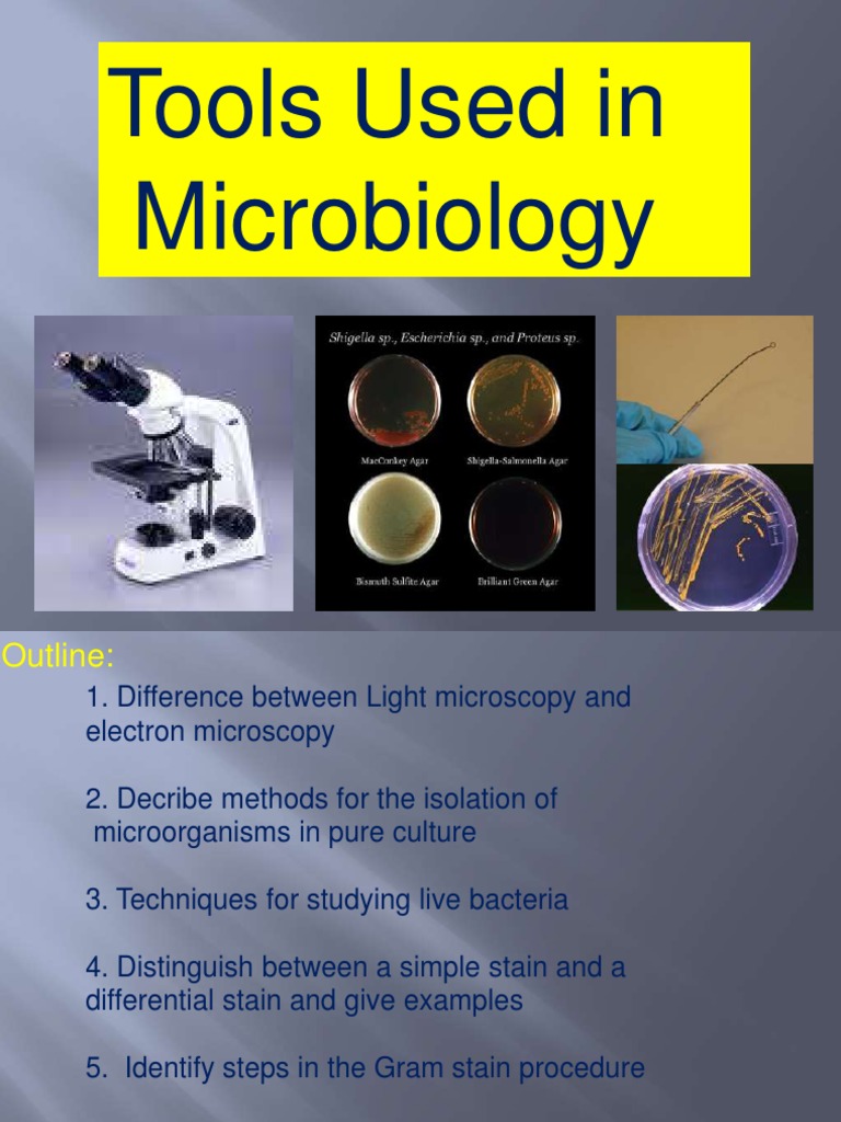 Tools in Microbiology | Download Free PDF | Staining | Electron Microscope