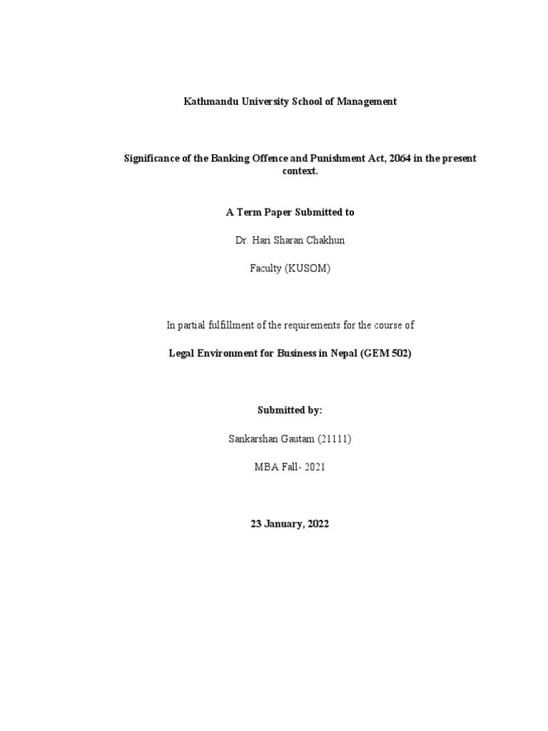 Legal Term Paper | PDF