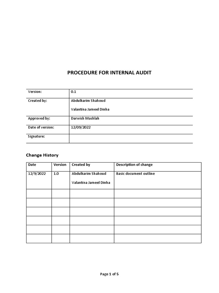Internal Audit Procedure Guide | PDF | Audit | Internal Audit