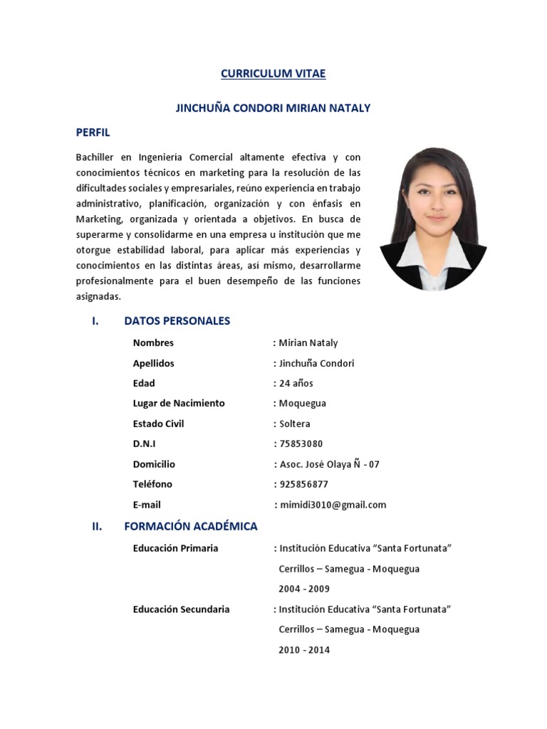 CV Mirian Jinchuña Condori | PDF | Economias | Business