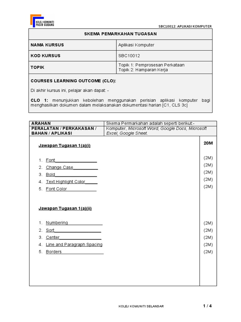 Skema Pemarkahan | PDF