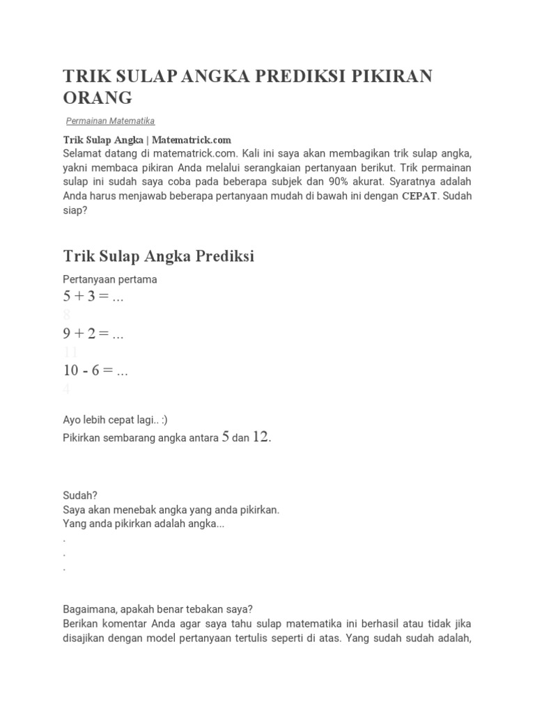 Sulap Angka | PDF