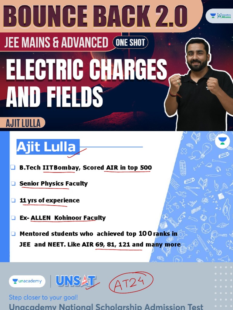 Electric Charges and Fields One Shot BounceBack Series 2.0 | PDF | Electric Charge | Electron