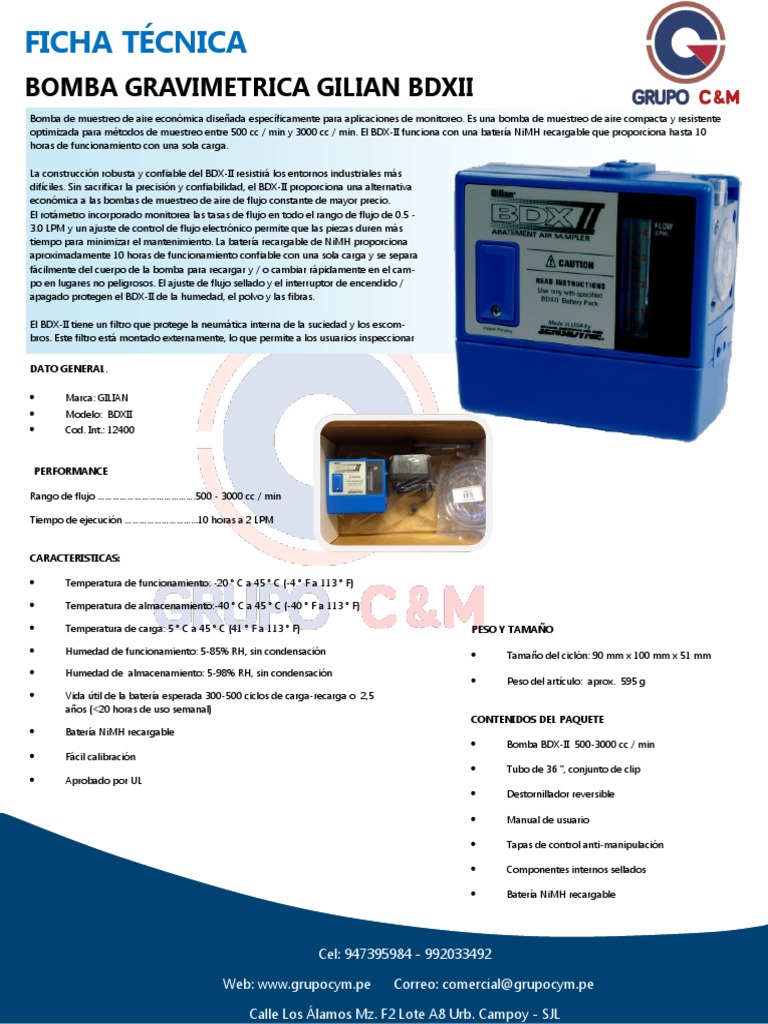 Bomba Gravimétrica Gilian BDX II | PDF | Bienes manufacturados