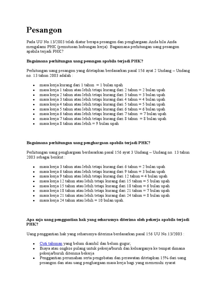 Pesangon | PDF