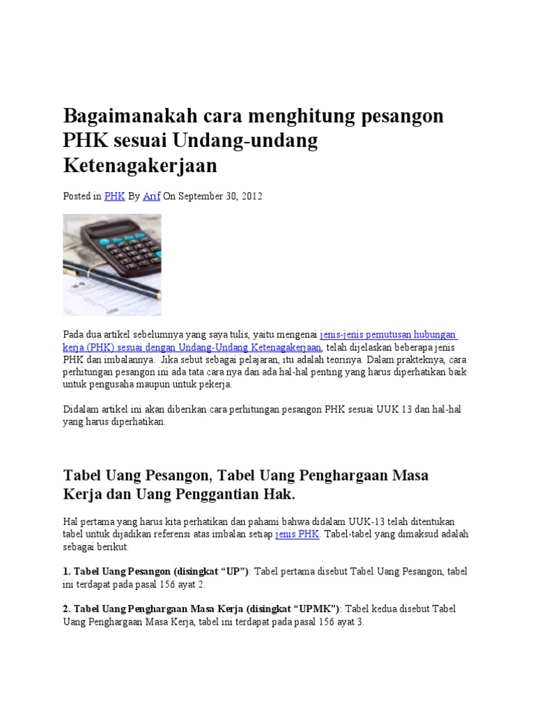 Cara Menghitung Pesangon | PDF