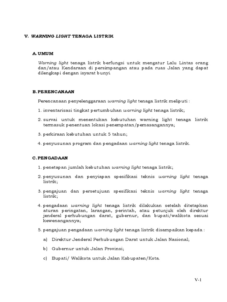 Panduan Warning Light Tenaga Listrik | PDF