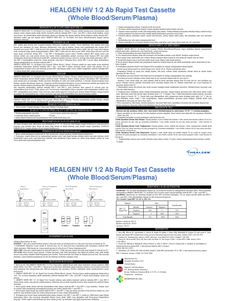 INSERT HEALGEN HIV 1.2 Human Immunodefficiency Virus Rapid Test | PDF