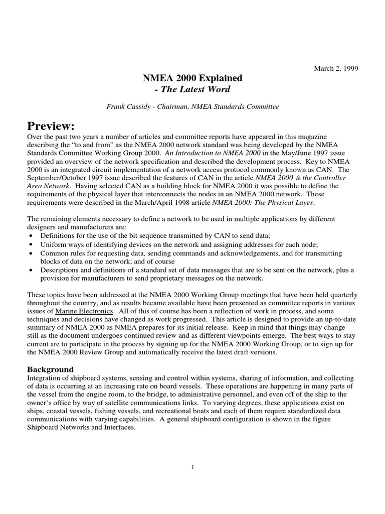 NMEA 2000 Protocol Overview | PDF | Computer Network | Osi Model