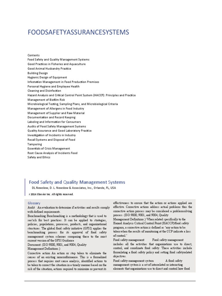 Food Safety Assurance Systems | PDF | Iso 9000 | Hazard Analysis And ...
