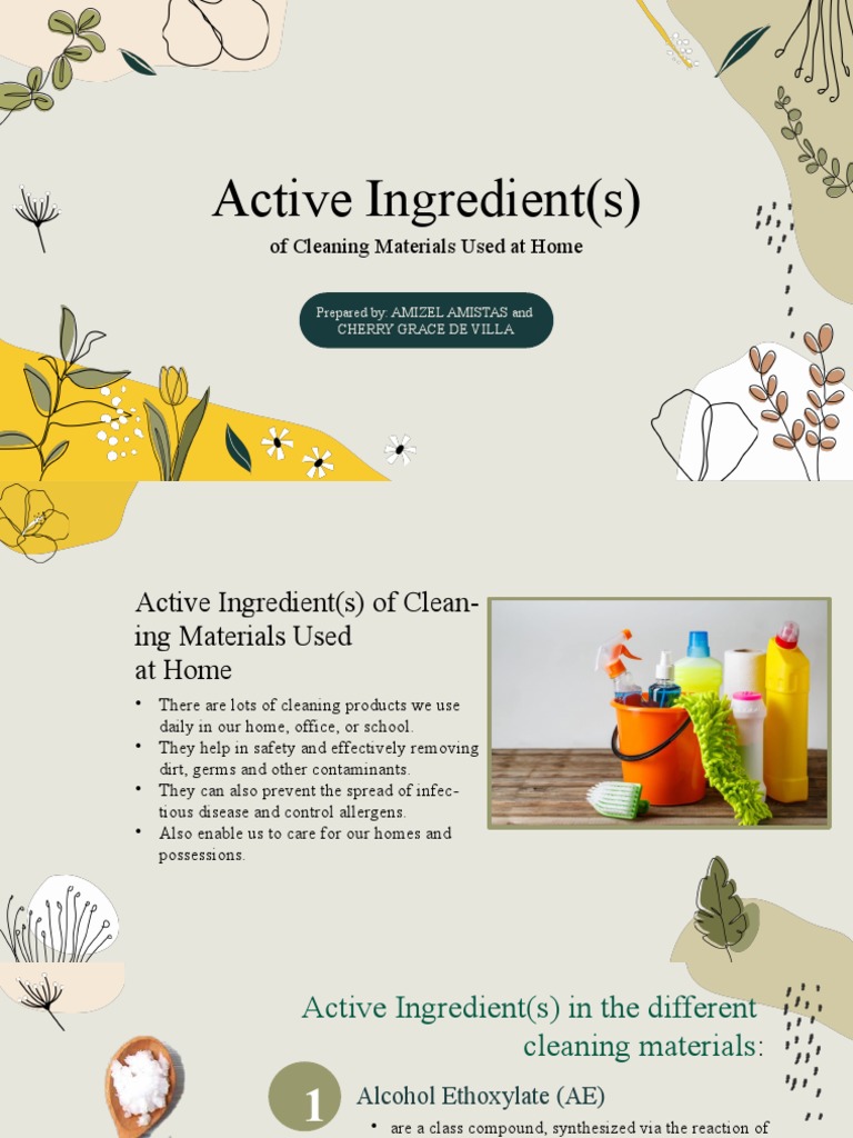 Active Ingredients of Cleaning Products-LESSON102 | Download Free PDF ...