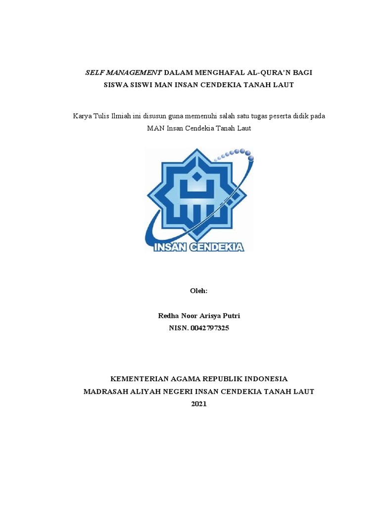 Self Management Siswa MAN IC TALA Dalam Menghafal Al-Qur'an | PDF ...