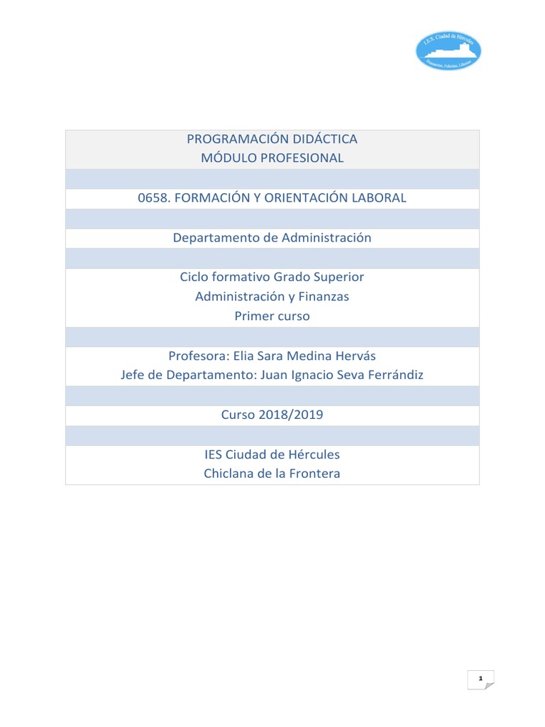 Programacion Fol 20182019 | PDF | Derecho laboral | Salario