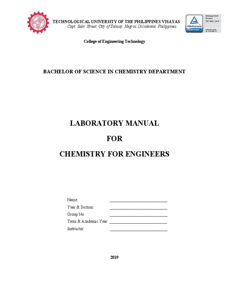 Chemistry Lab Manual for Engineers | PDF | Laboratories | Chemistry