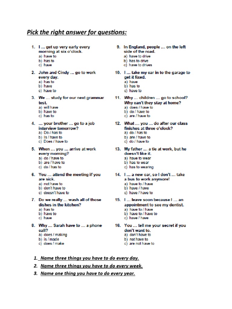 Pick The Right Answer For Questions | PDF
