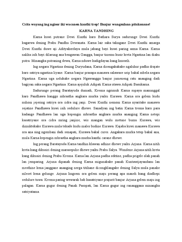 Teks Cerita Wayang | PDF