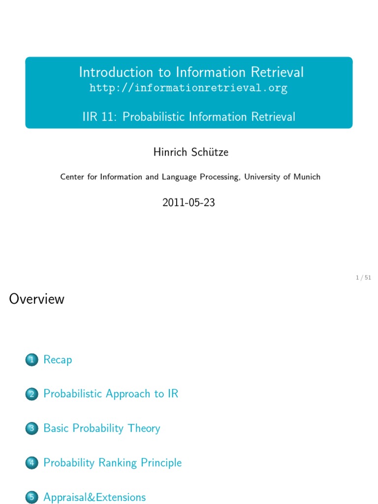 Probabilistic Information Retrieval Model | PDF | Information Retrieval | Information Science