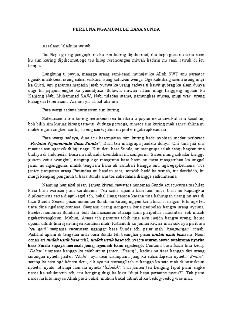 Pidato Perluna Ngamumule Basa Sunda | PDF