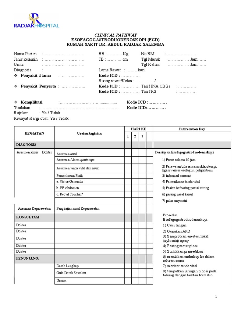 Clinical Pathway EGD | PDF