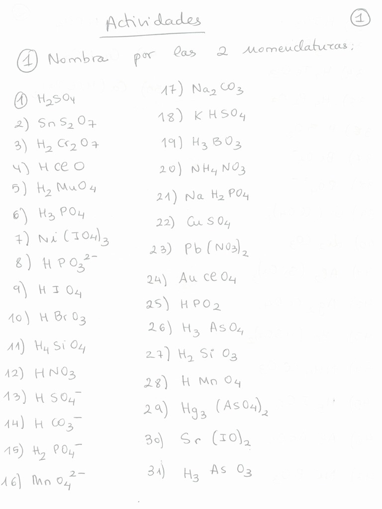 Actividades Parte 2 Form. Inorg. | PDF