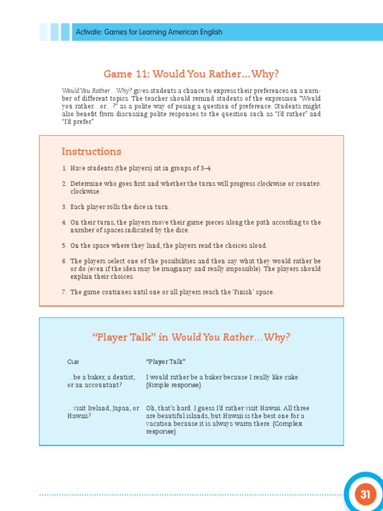 Would You Rather Instructions | PDF