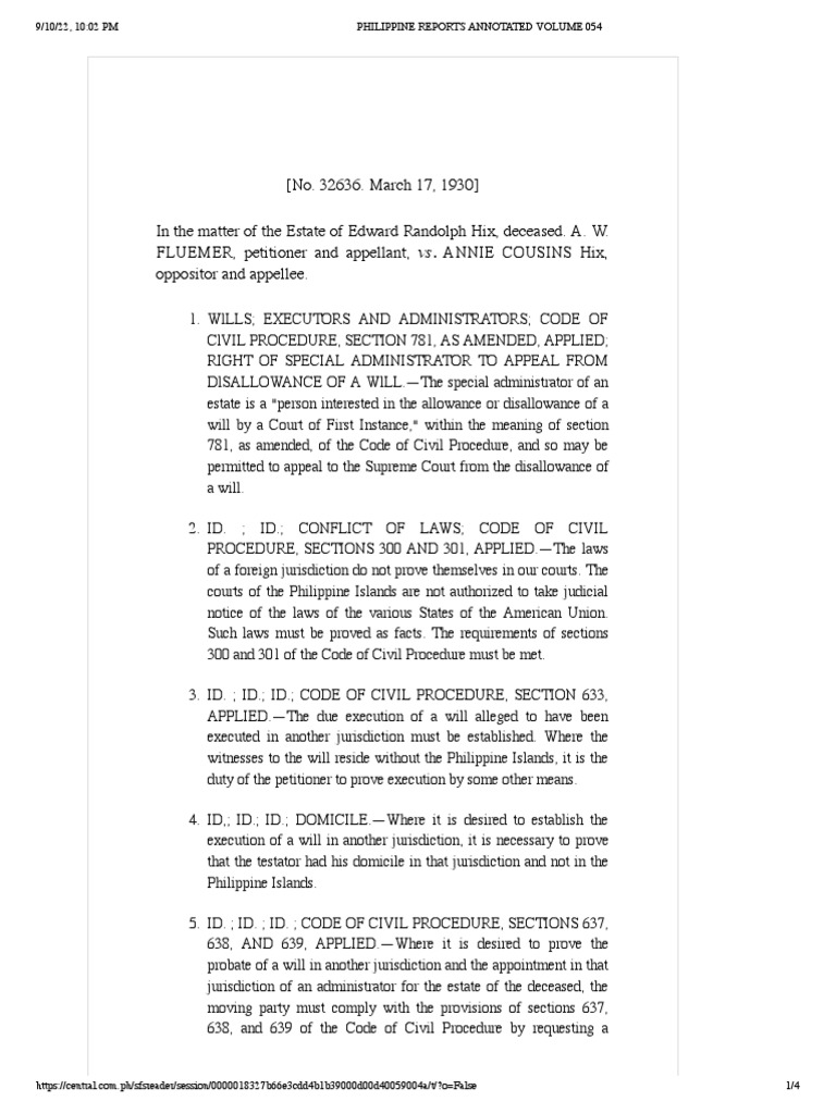 Fleumer vs. Hix | PDF | Appeal | Will And Testament