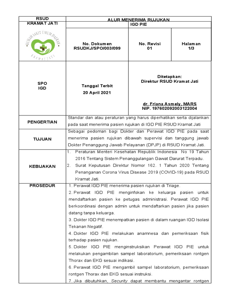 Prosedur Rujukan IGD RSUD Kramat Jati | PDF | Pengembangan Diri | Sains ...