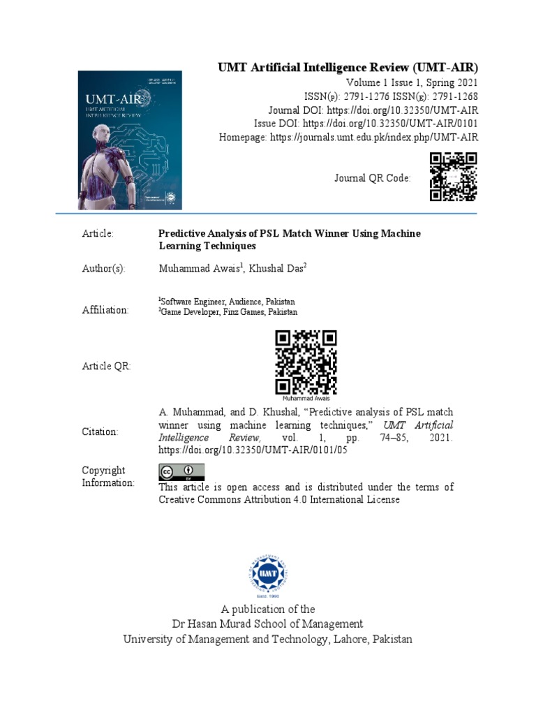 Predictiveanalysis of PSL Match Winners Using Machine Learning ...