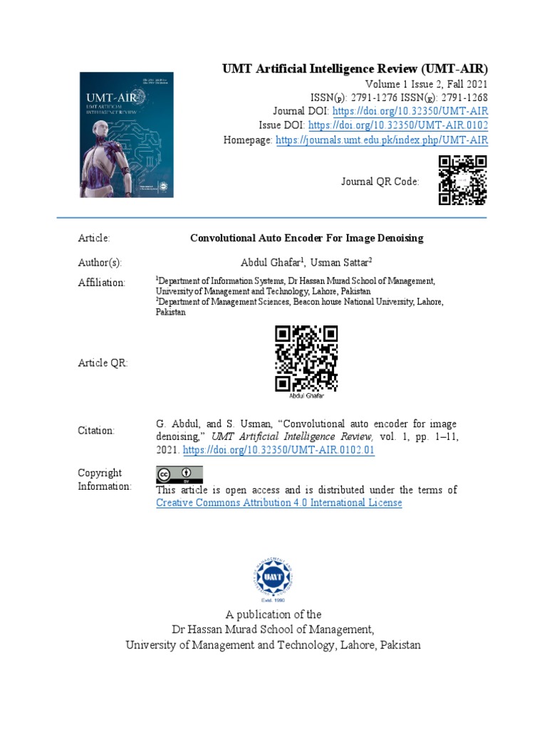 Convolutional Autoencoder For Image Denoising | PDF | Learning | Emerging Technologies