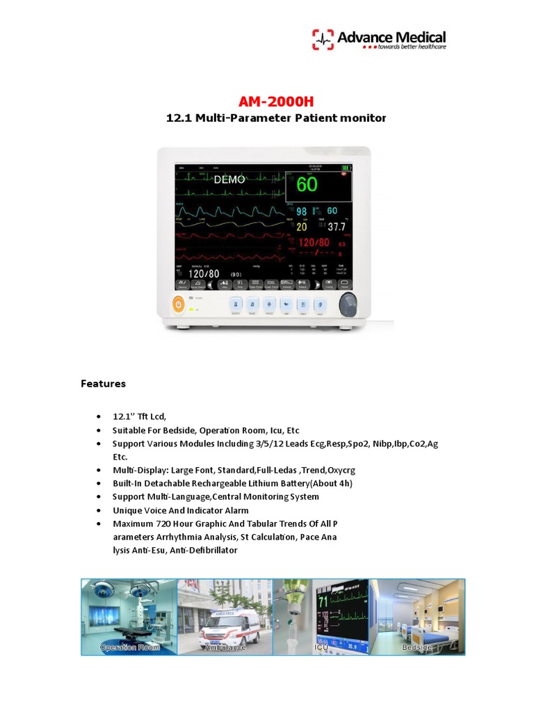 AM-2000H Patient Monitor (1765) | PDF | Electrocardiography | Heart Rate