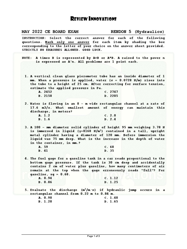 Hydrau 5 | PDF | Pressure | Civil Engineering