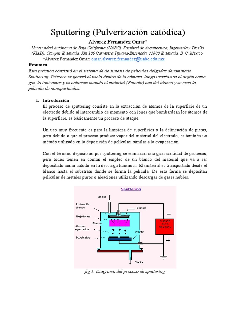 Reporte 3 - SyC - Sputtering | Descargar gratis PDF | Sputtering | Química