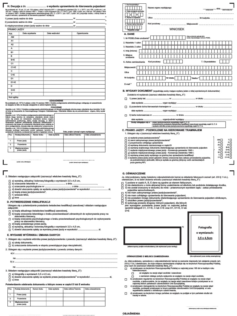 Wniosek - Prawo Jazdy | PDF