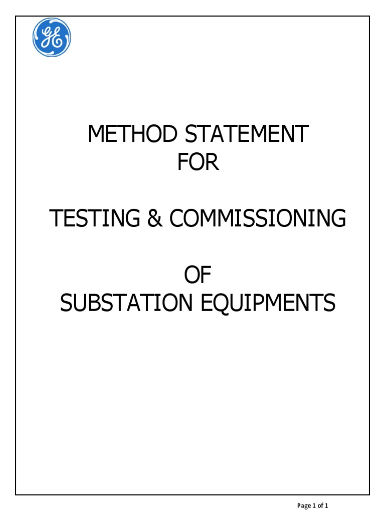 Overall Method Statement - Substation Tests | PDF | Transformer | Equipment