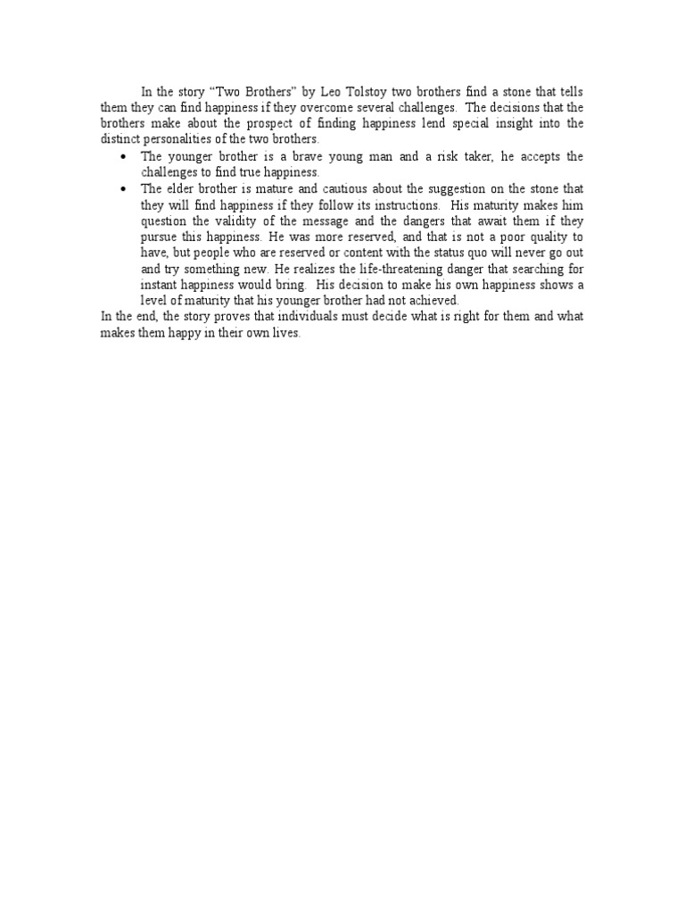 Two Brothers Character Analysis | PDF