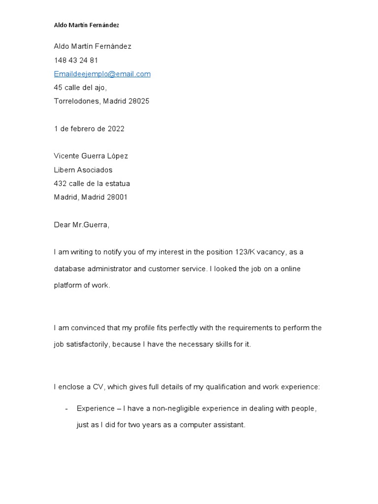 Cover Letter | PDF