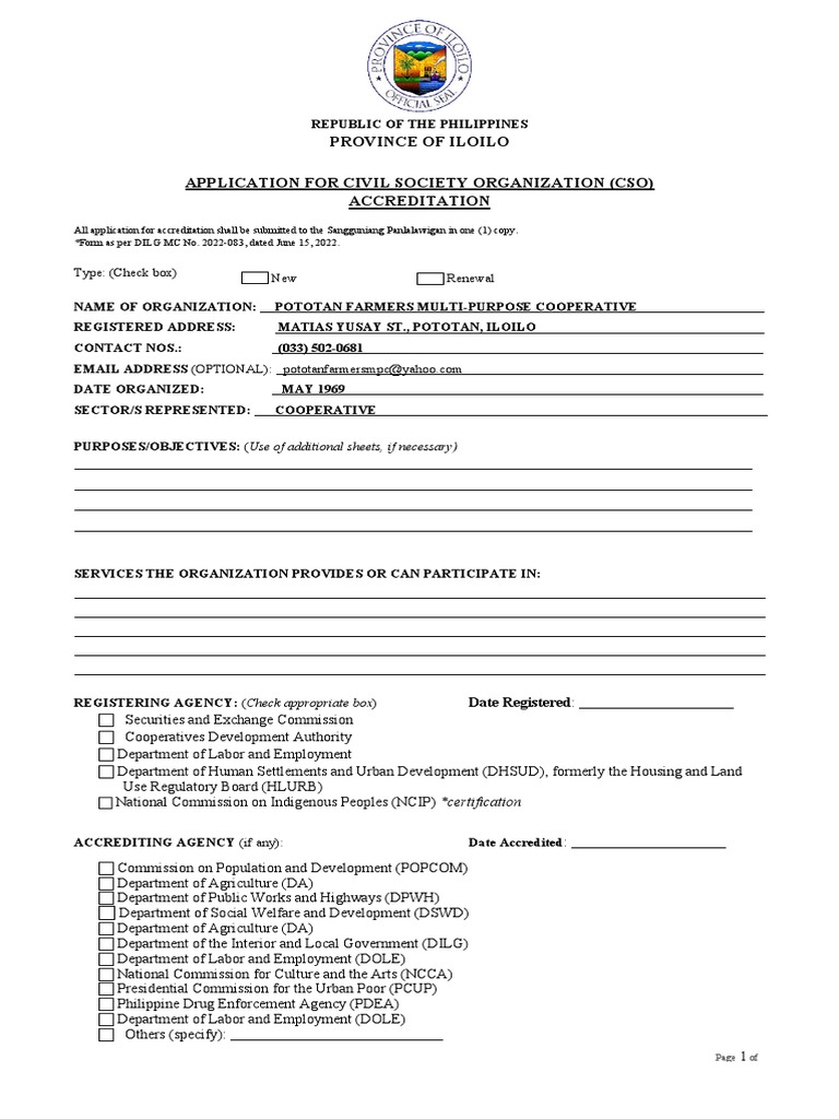 Cso Accreditation Form 2022 | PDF | Government