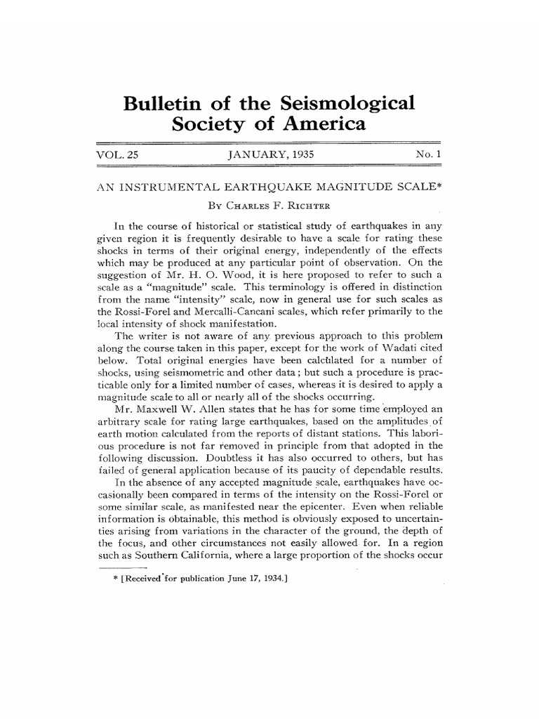 Instrumental Earthquake Magnitude Scale | PDF | Earthquakes | Logarithm