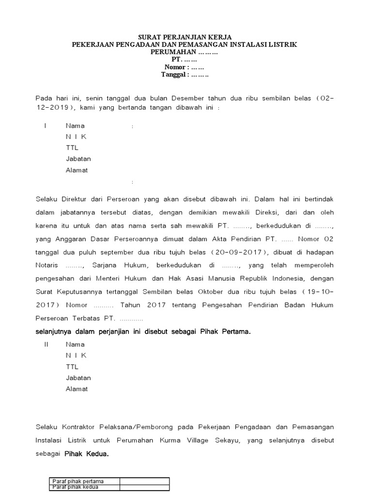 Contoh SPK Listrik | PDF