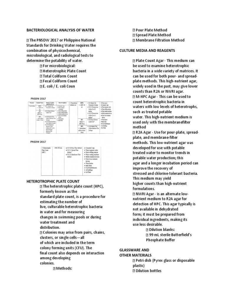 Bacteriological Water Analysis Methods | PDF | Chemistry | Microbiology